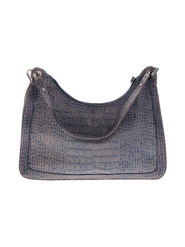 Kenneth Cole New York Solid Gray Blue Leather Shoulder Bag One Size ...