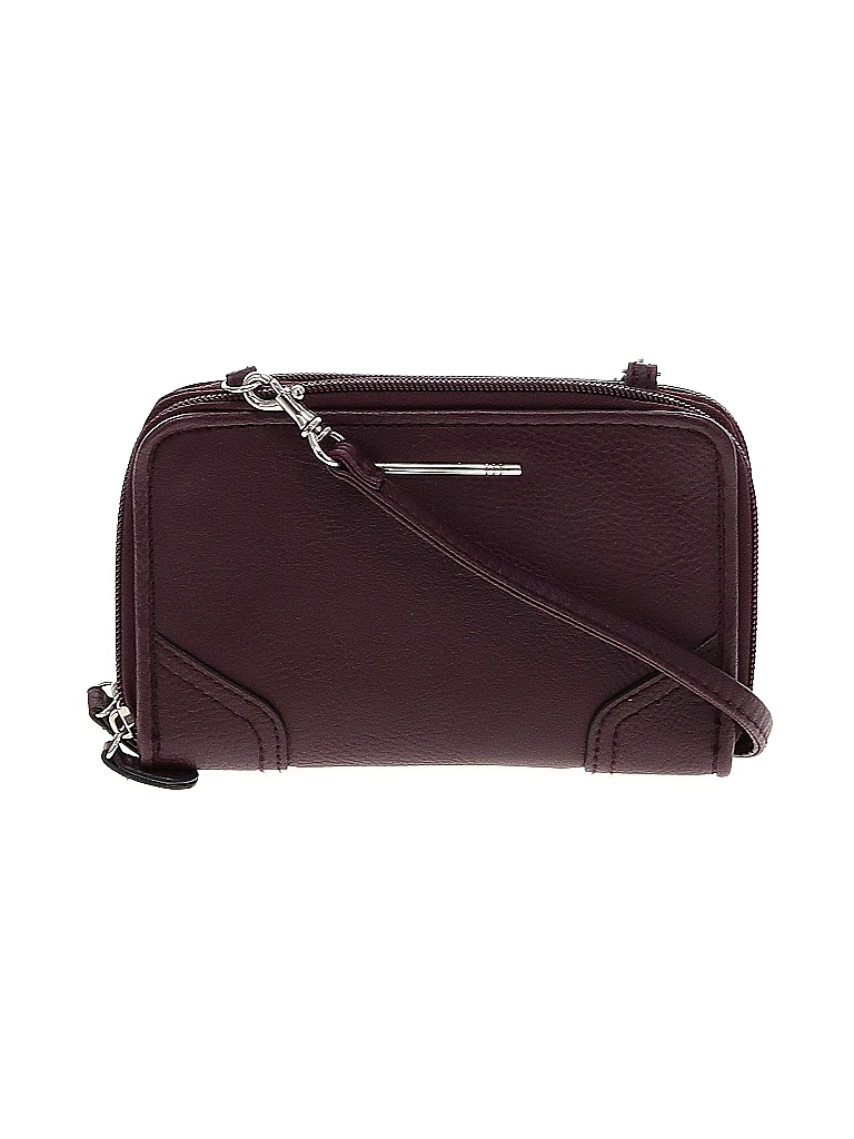 Walmart 100% Faux Leather Solid Maroon Burgundy Crossbody Bag One Size ...