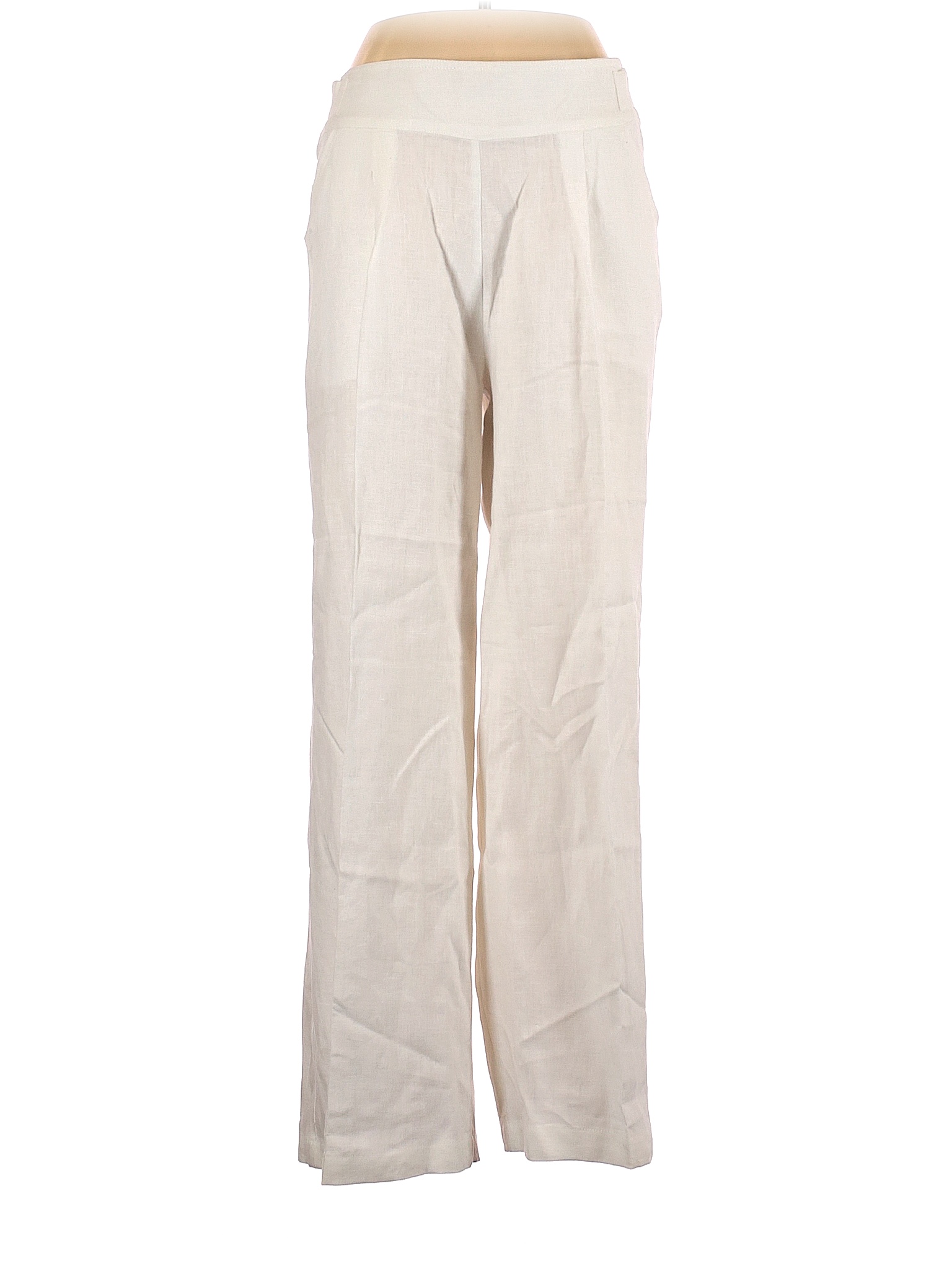 Soft Surroundings 100% Linen Solid Ivory White Linen Pants Size 7 ...