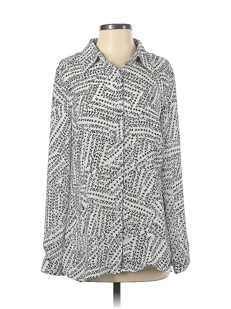 CAbi 100% Polyester Polka Dots White Long Sleeve Blouse Size S - 85% ...
