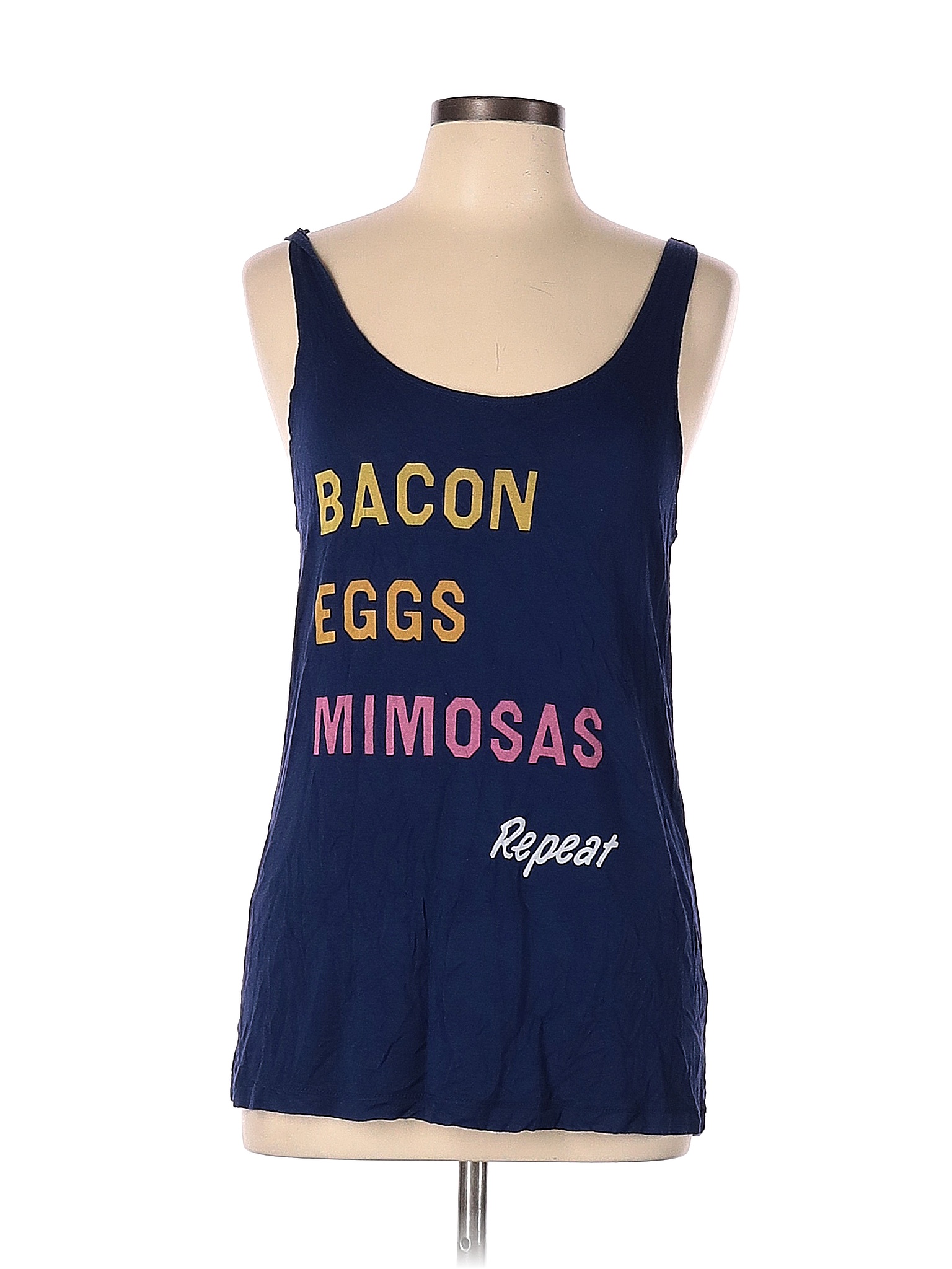 Junk Food Graphic Solid Blue Tank Top Size L - 32% off | thredUP