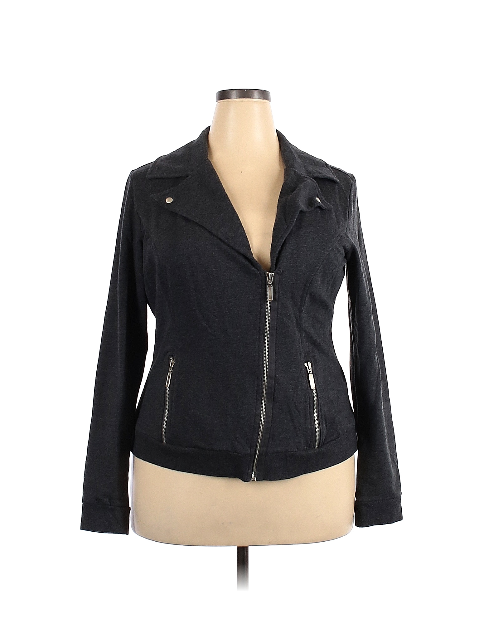 Metrostyle Solid Black Gray Jacket Size XL - 73% off | thredUP