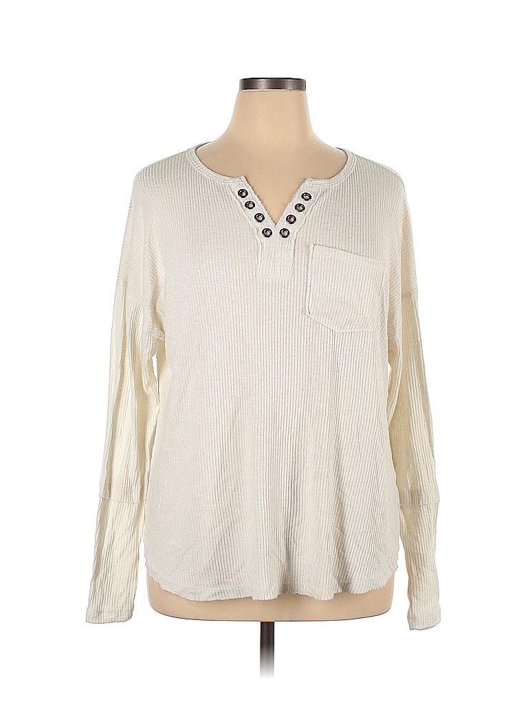 Cato Solid Ivory White Long Sleeve Top Size XL - 45% off | thredUP