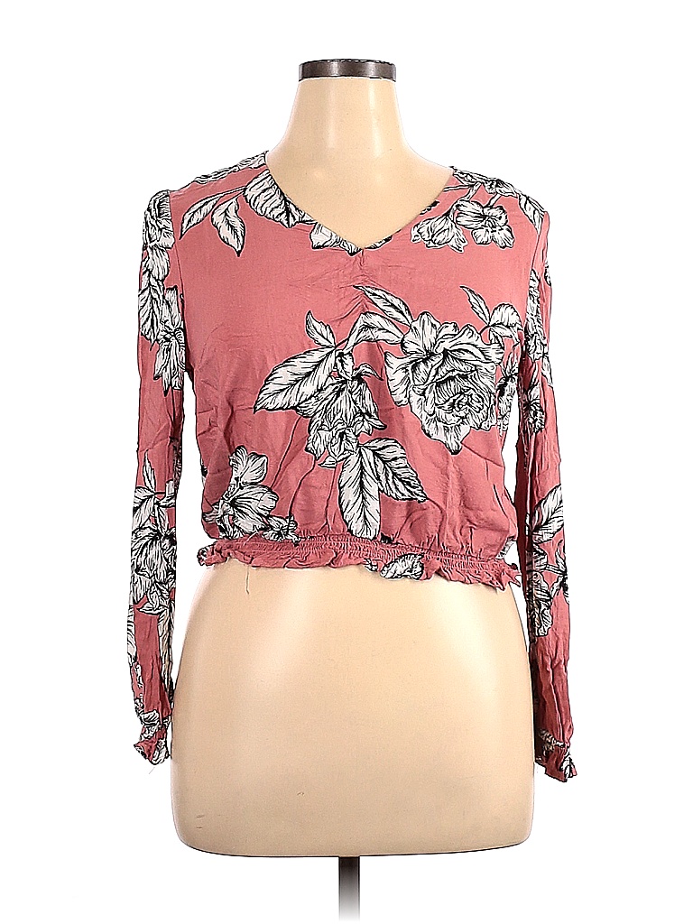 Candie's 100% Rayon Burgundy Pink Long Sleeve Blouse Size XL - 84% off | ThredUp