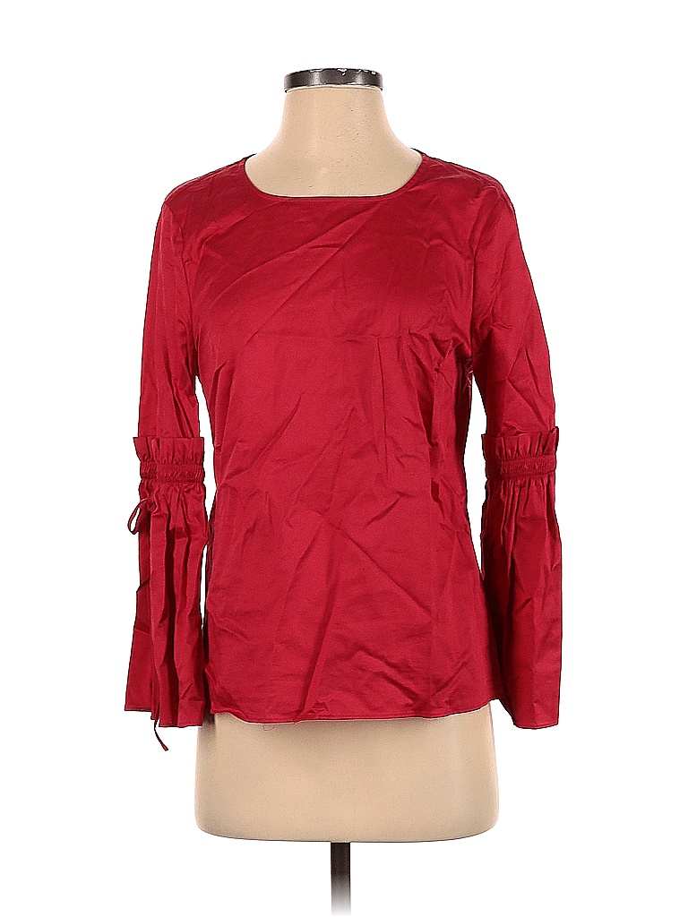 Jane and Delancey 100% Cotton Solid Colored Red Long Sleeve Blouse Size ...