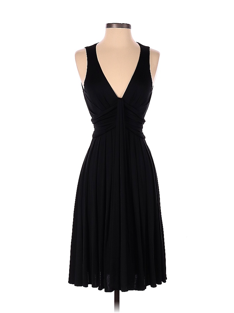 Diane Von Furstenberg Solid Black Blue Casual Dress Size 4 82 Off