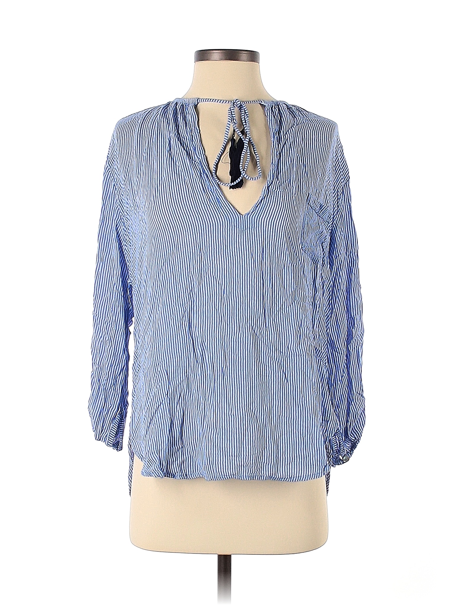 Faithfull the Brand 100% Rayon Colored Blue Long Sleeve Blouse Size 4 ...
