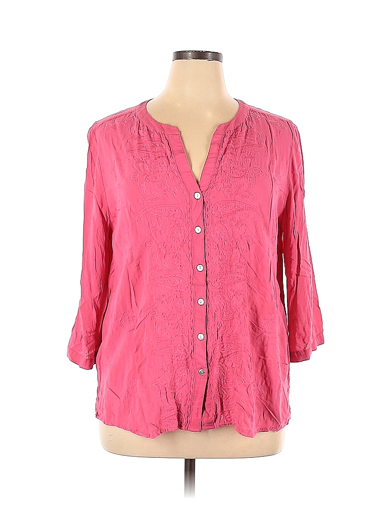 Chico's 100% Rayon Solid Pink Long Sleeve Blouse Size XL (3) - 78% off | thredUP