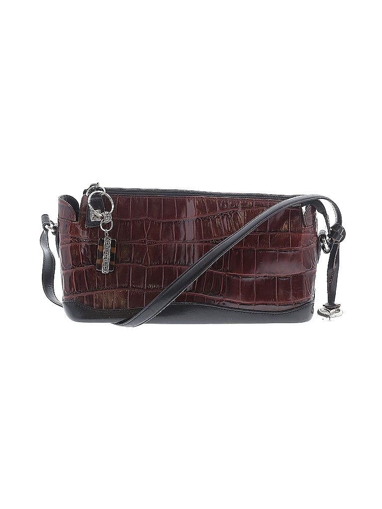 Brighton Solid Color Block Colored Brown Leather Shoulder Bag One Size ...