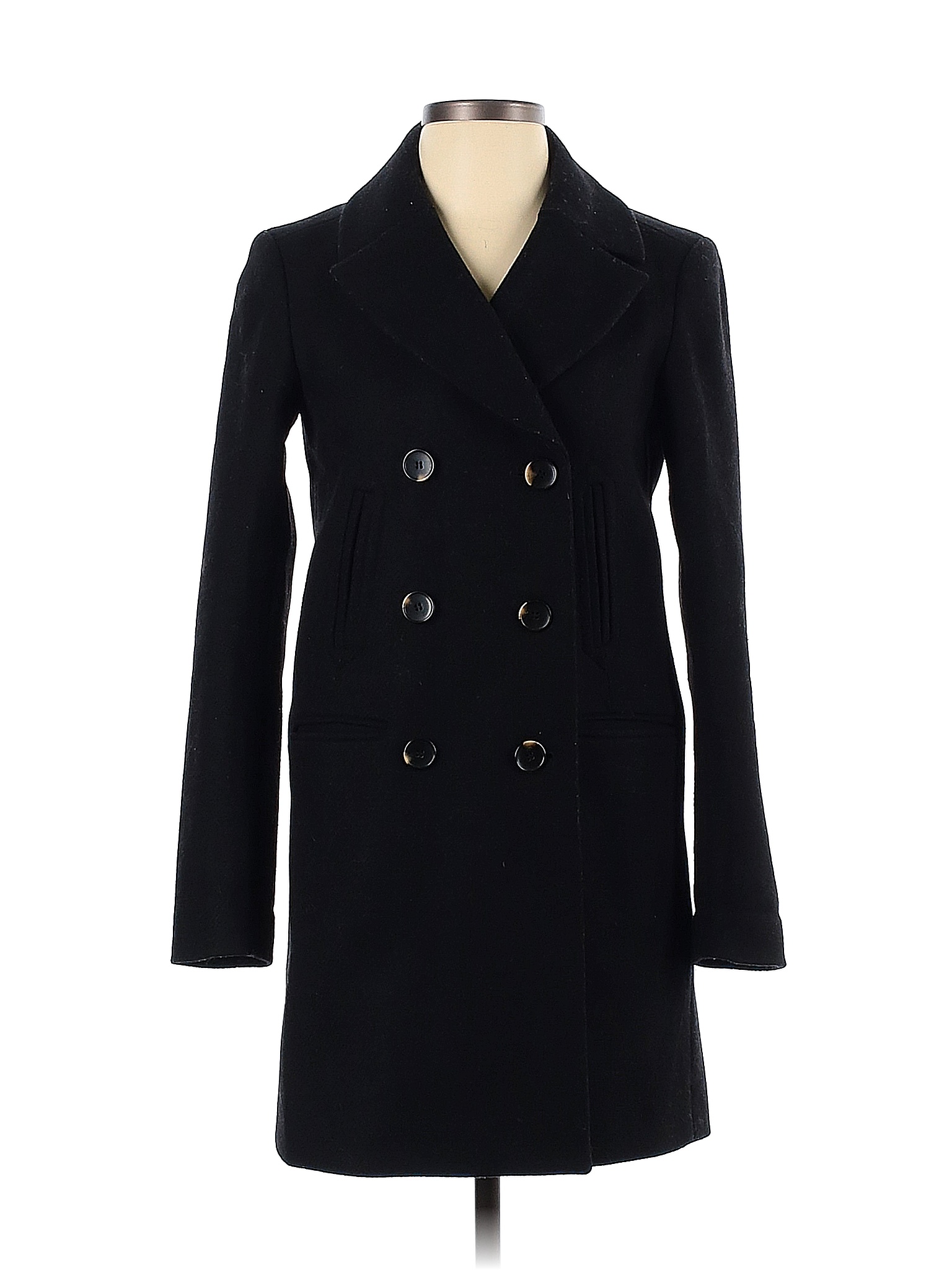 Ann Taylor Solid Black Wool Coat Size XXS - 80% off | thredUP