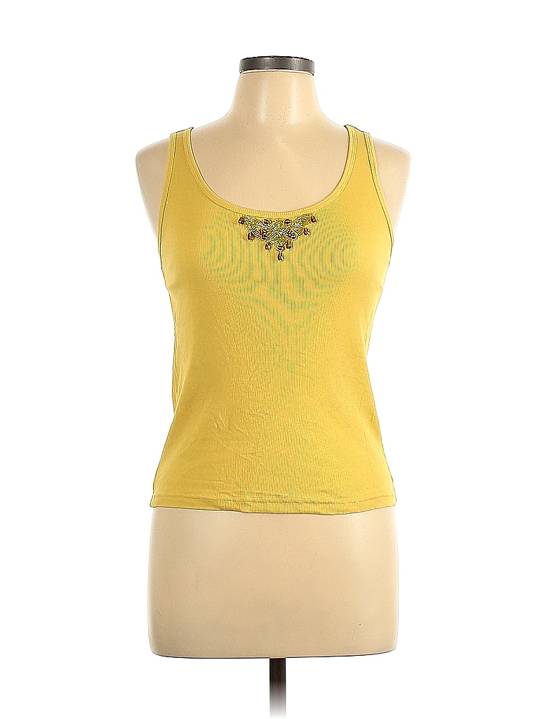 Cynthia Cynthia Steffe 100% Cotton Solid Yellow Tank Top Size L - 92% ...