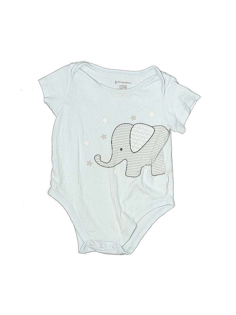 First Impressions 100% Cotton Solid Blue Short Sleeve Onesie Size 6-9 ...