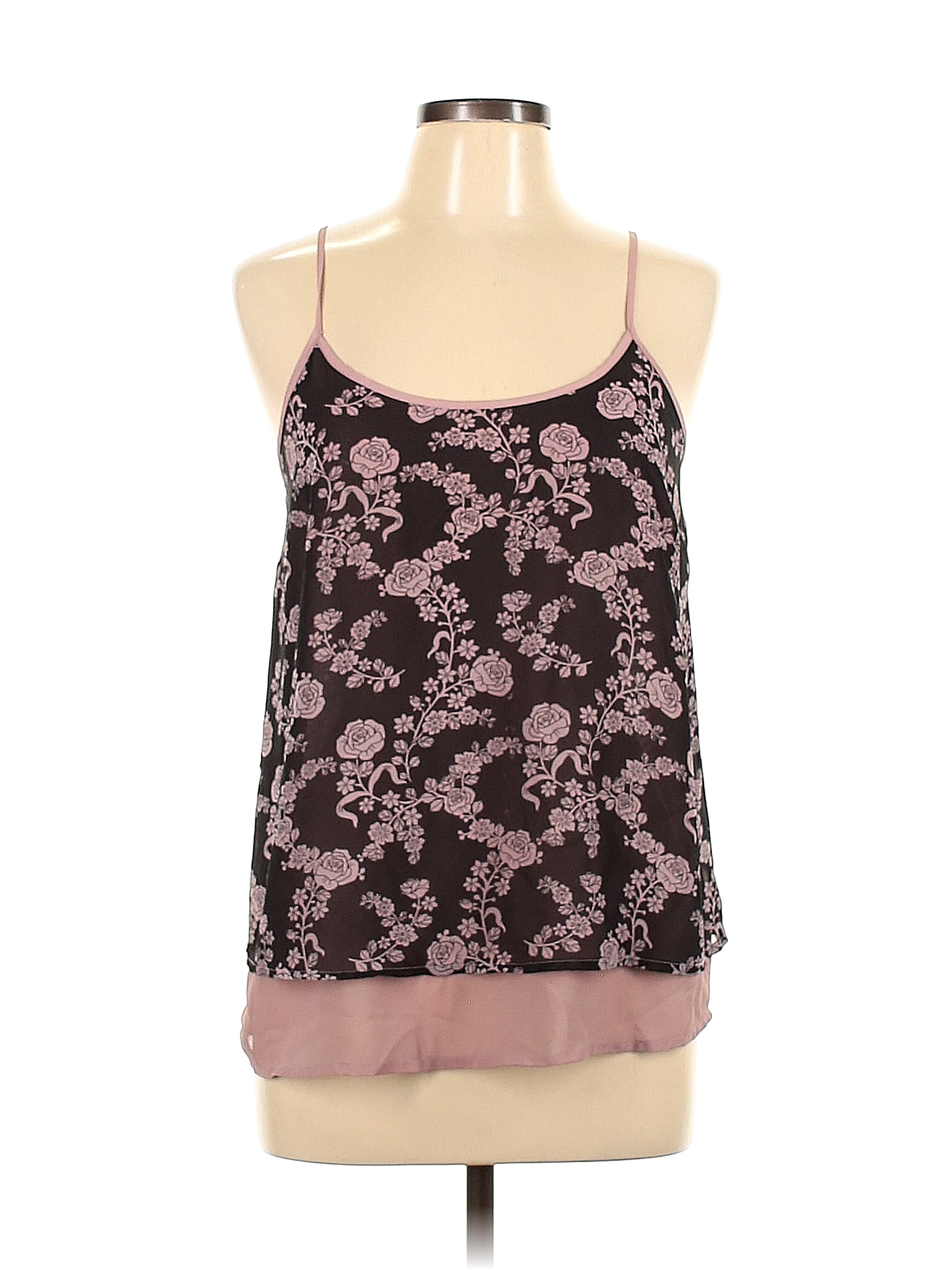 Charming Charlie 100% Polyester Floral Color Block Black Sleeveless ...