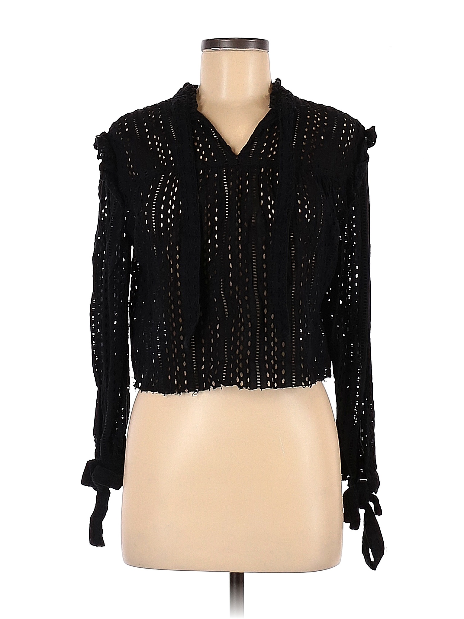 Madewell Polka Dots Black Long Sleeve Blouse Size M 81 Off Thredup