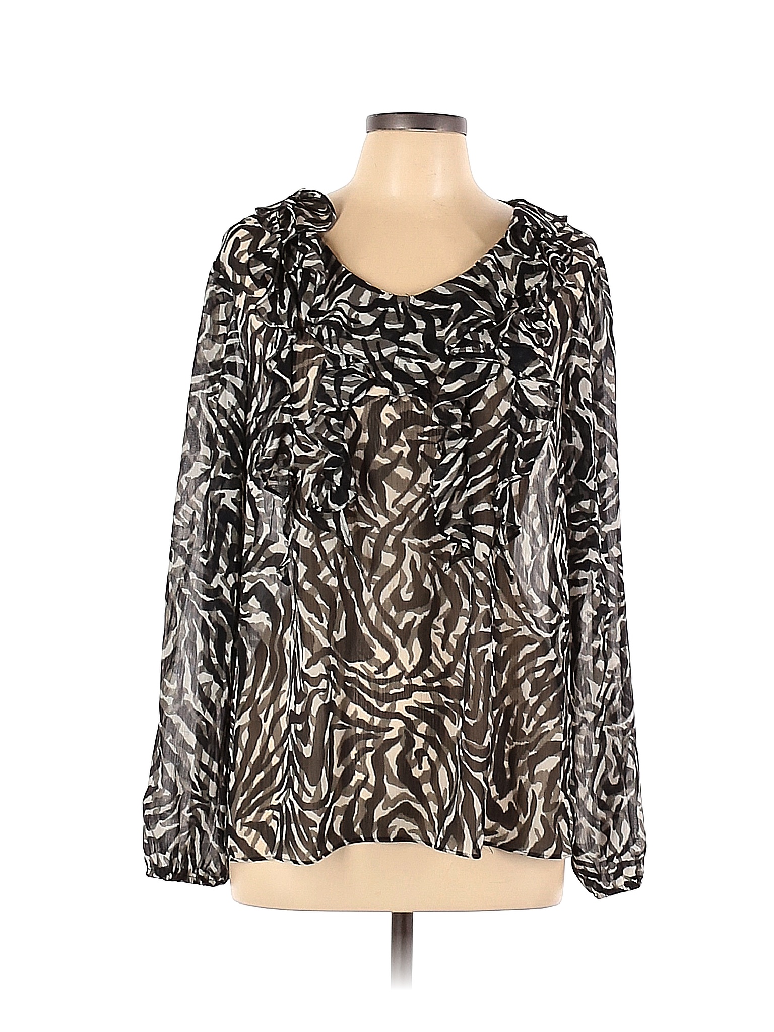 AK Anne Klein Multi Color Black Long Sleeve Blouse Size L - 85% off ...