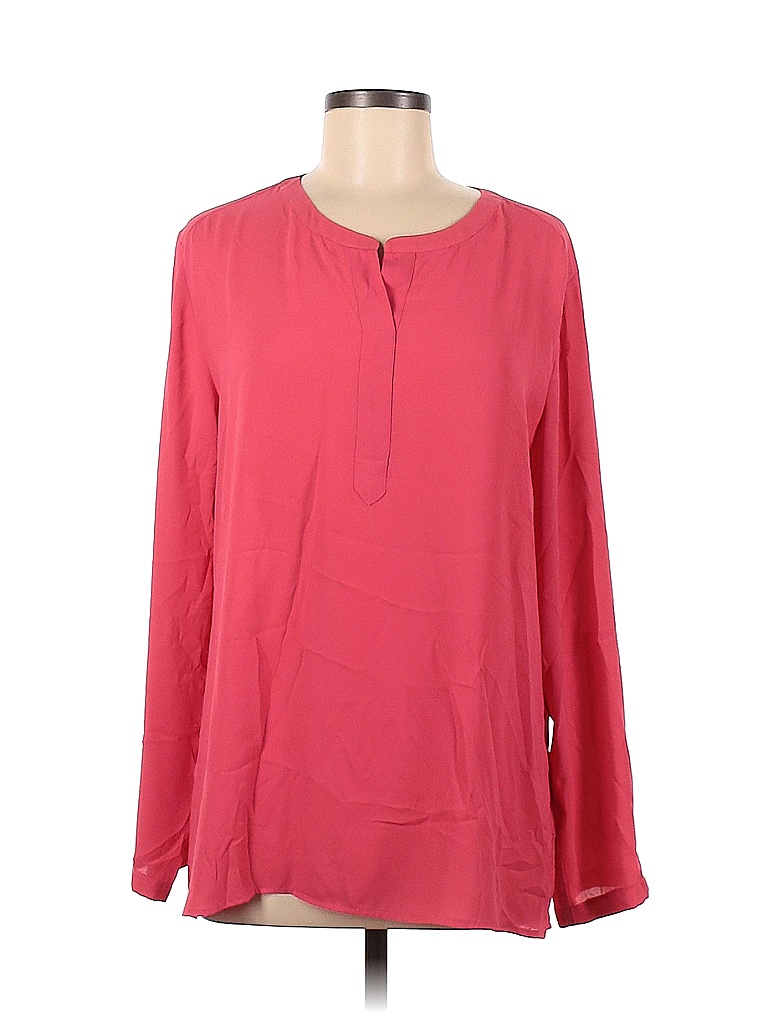 Van Heusen 100% Polyester Solid Pink Long Sleeve Blouse Size L - 77% off | thredUP