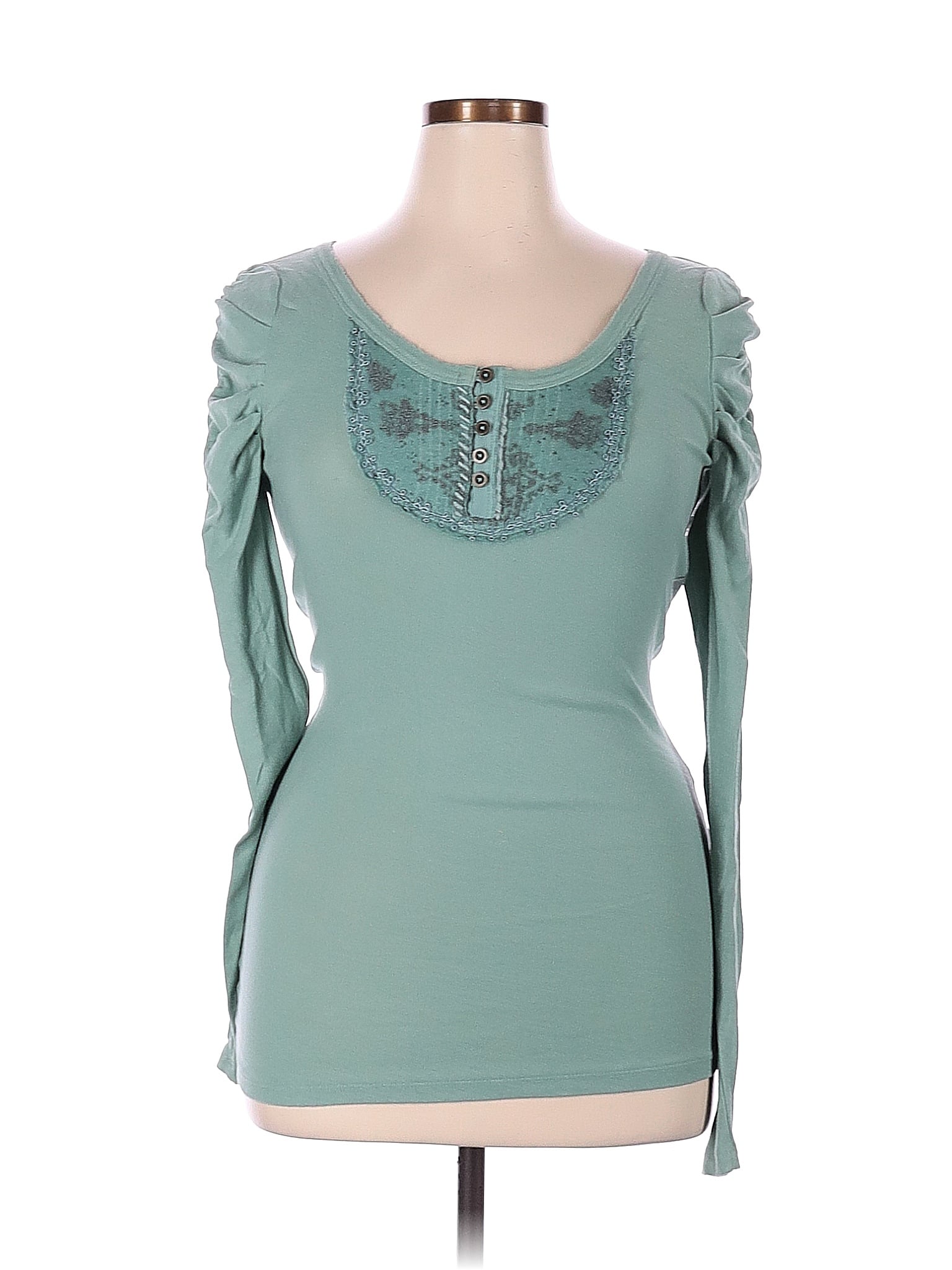 Free People 100% Cotton Solid Teal Long Sleeve Top Size XL - 67% off ...