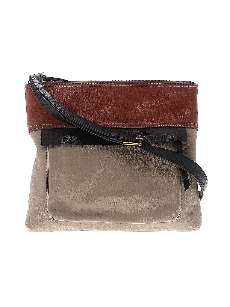 Fossil 100% Leather Solid Brown Leather Crossbody Bag One Size - 68% ...