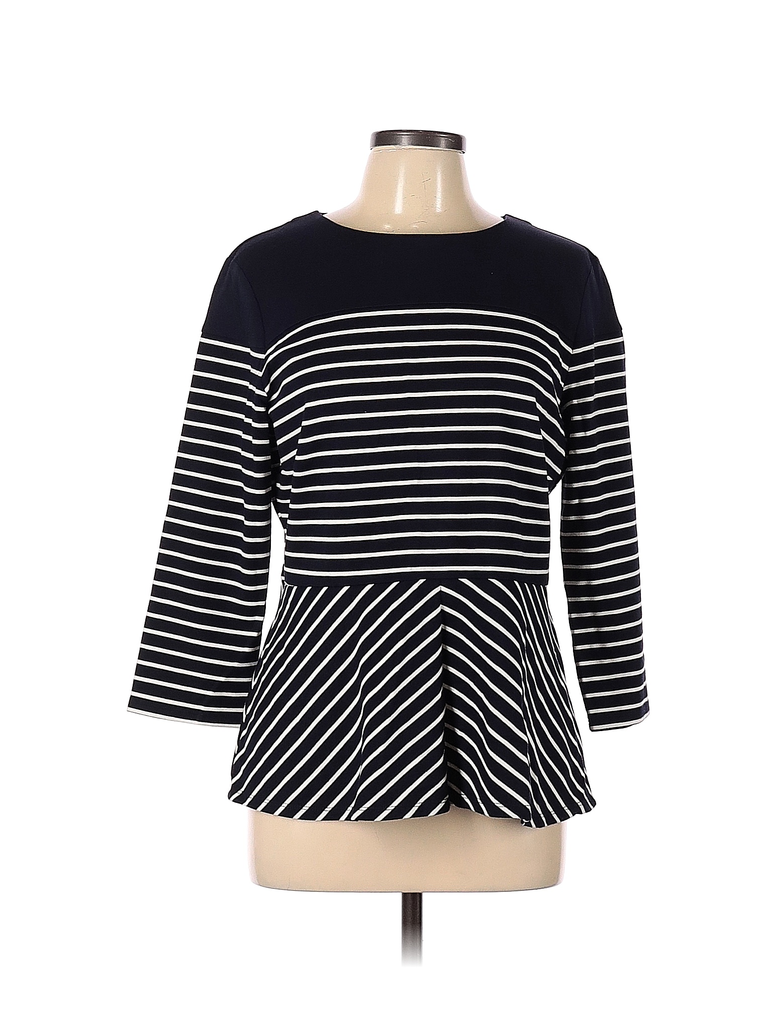 Talbots Stripes Color Block Blue Long Sleeve Top Size L - 83% off | thredUP