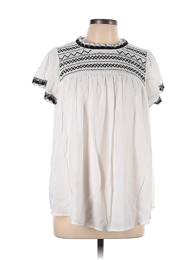 Polagram Solid White Short Sleeve Blouse Size L - 57% off | thredUP