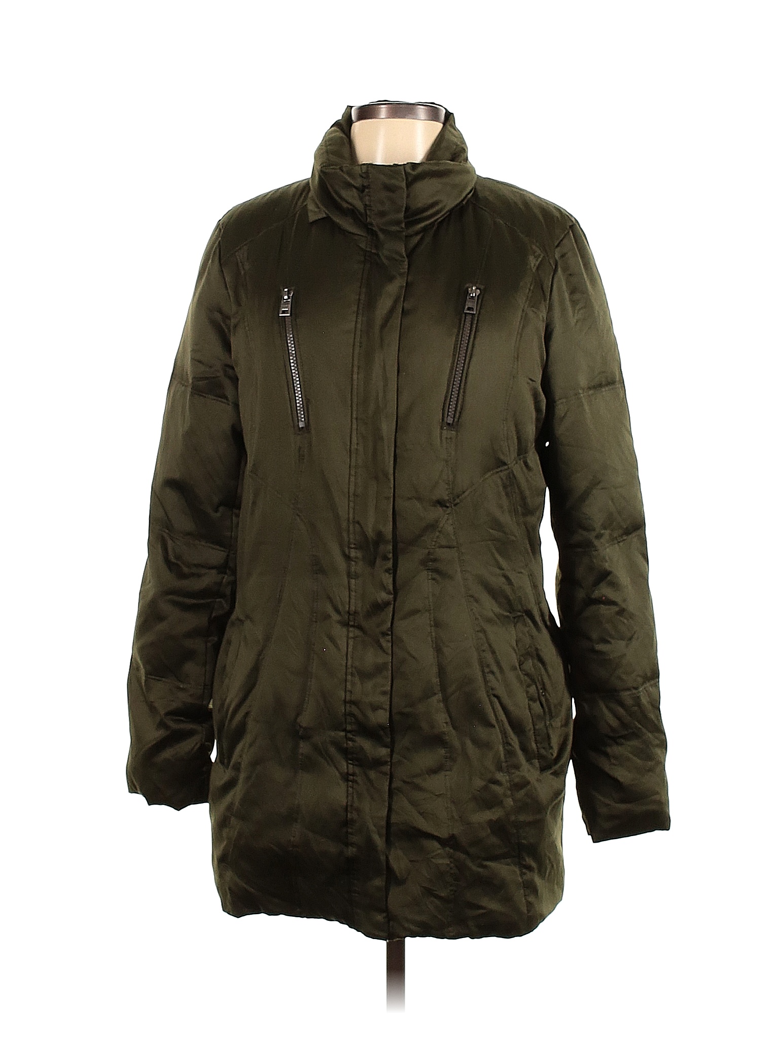 Marc New York 100% Polyester Solid Green Coat Size L - 72% off | thredUP