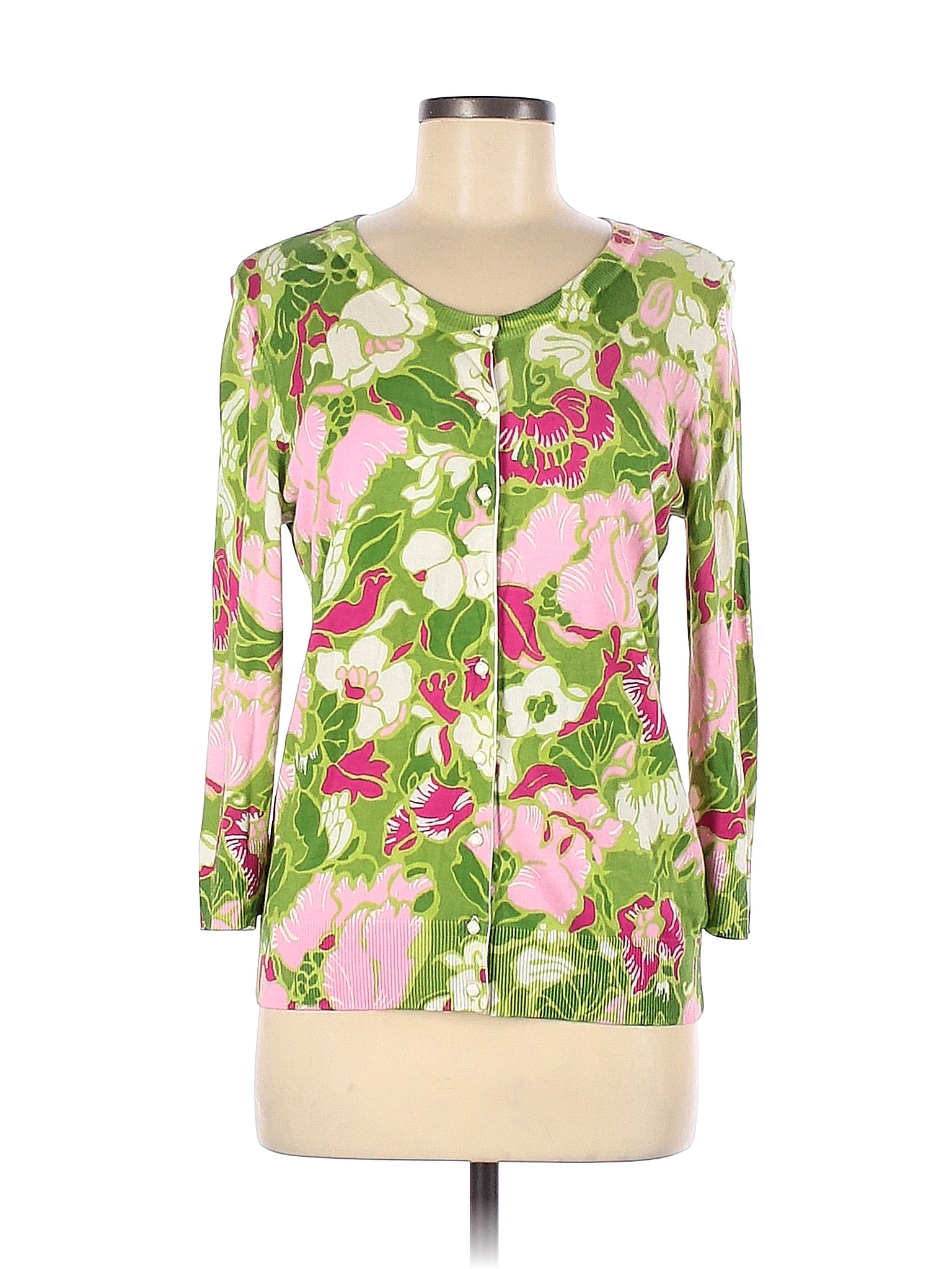 Talbots Floral Green Cardigan Size M (Petite) - 79% off | thredUP