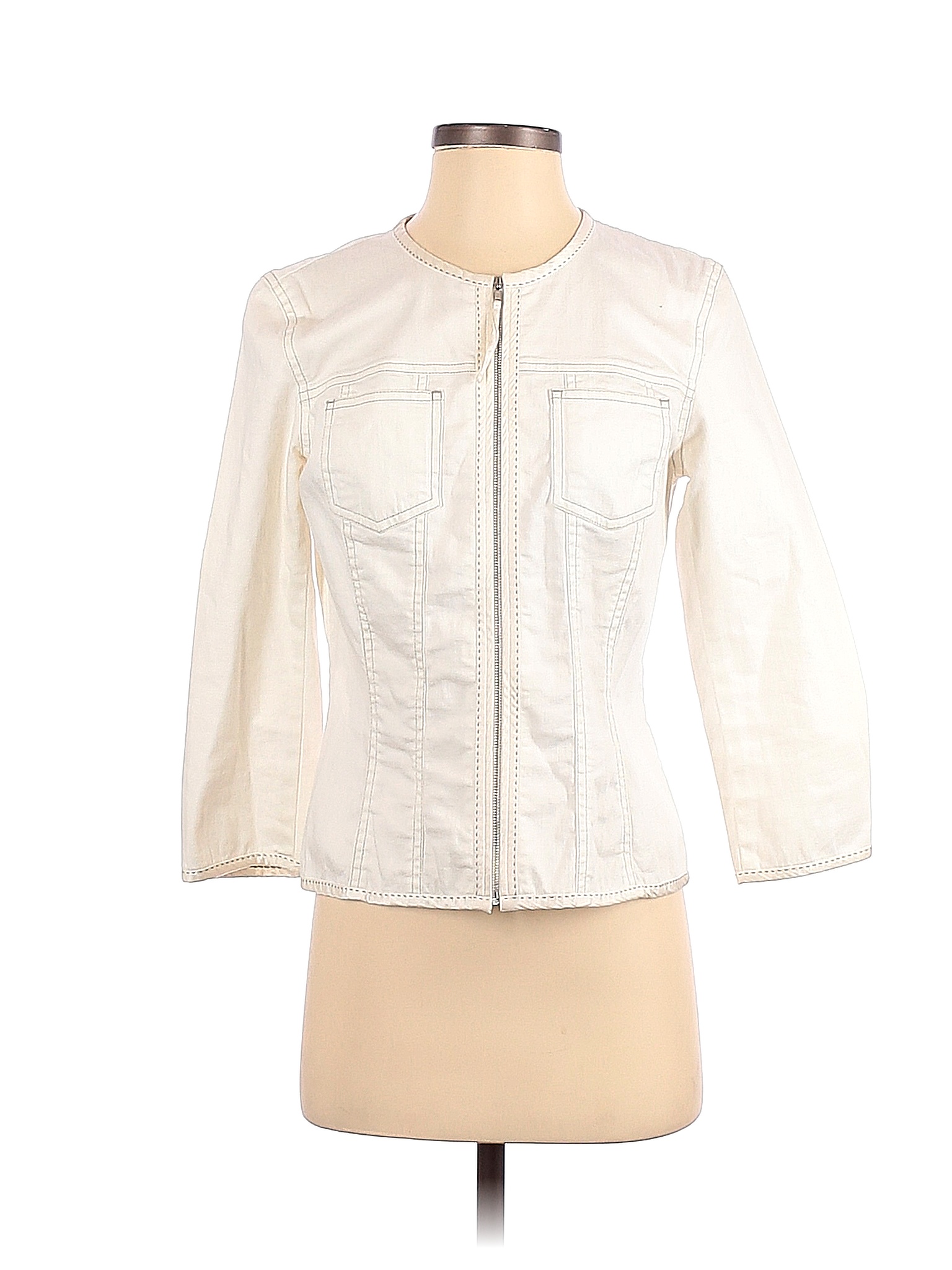 Sigrid Olsen Solid Colored Ivory Denim Jacket Size 4 - 84% off | thredUP