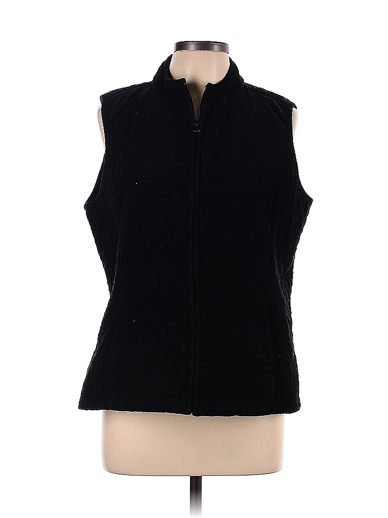 Basic Editions 100% Cotton Solid Black Vest Size L - 52% off | thredUP