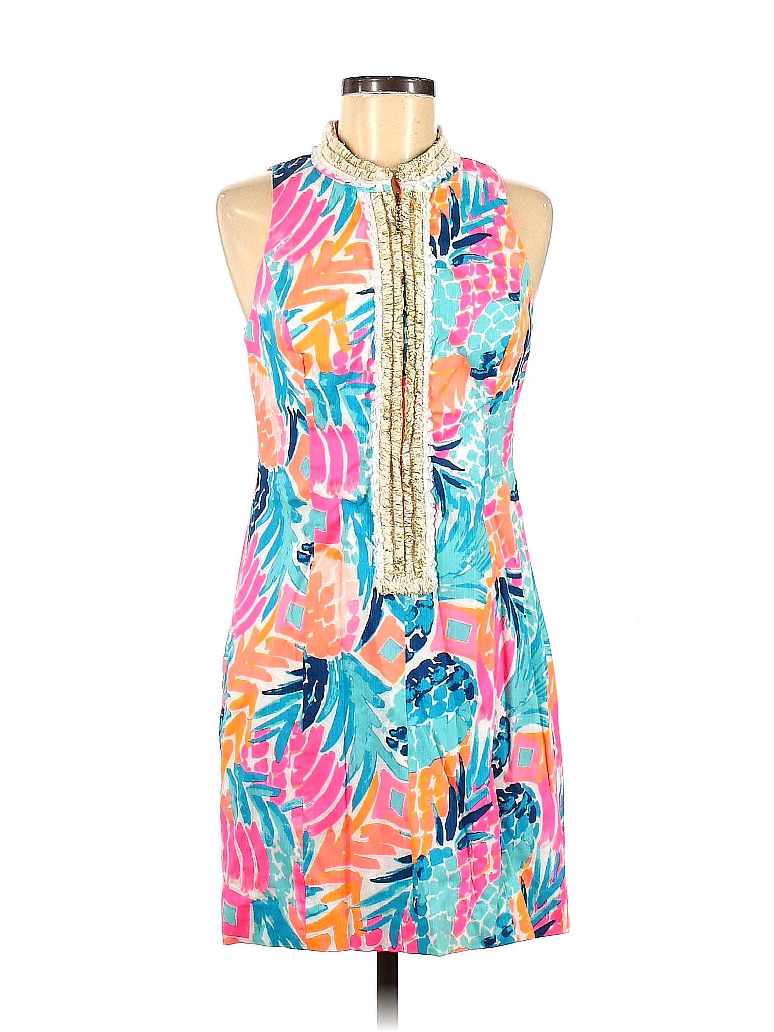Lilly Pulitzer 100 Cotton Tropical Pink Casual Dress Size 6 67 Off