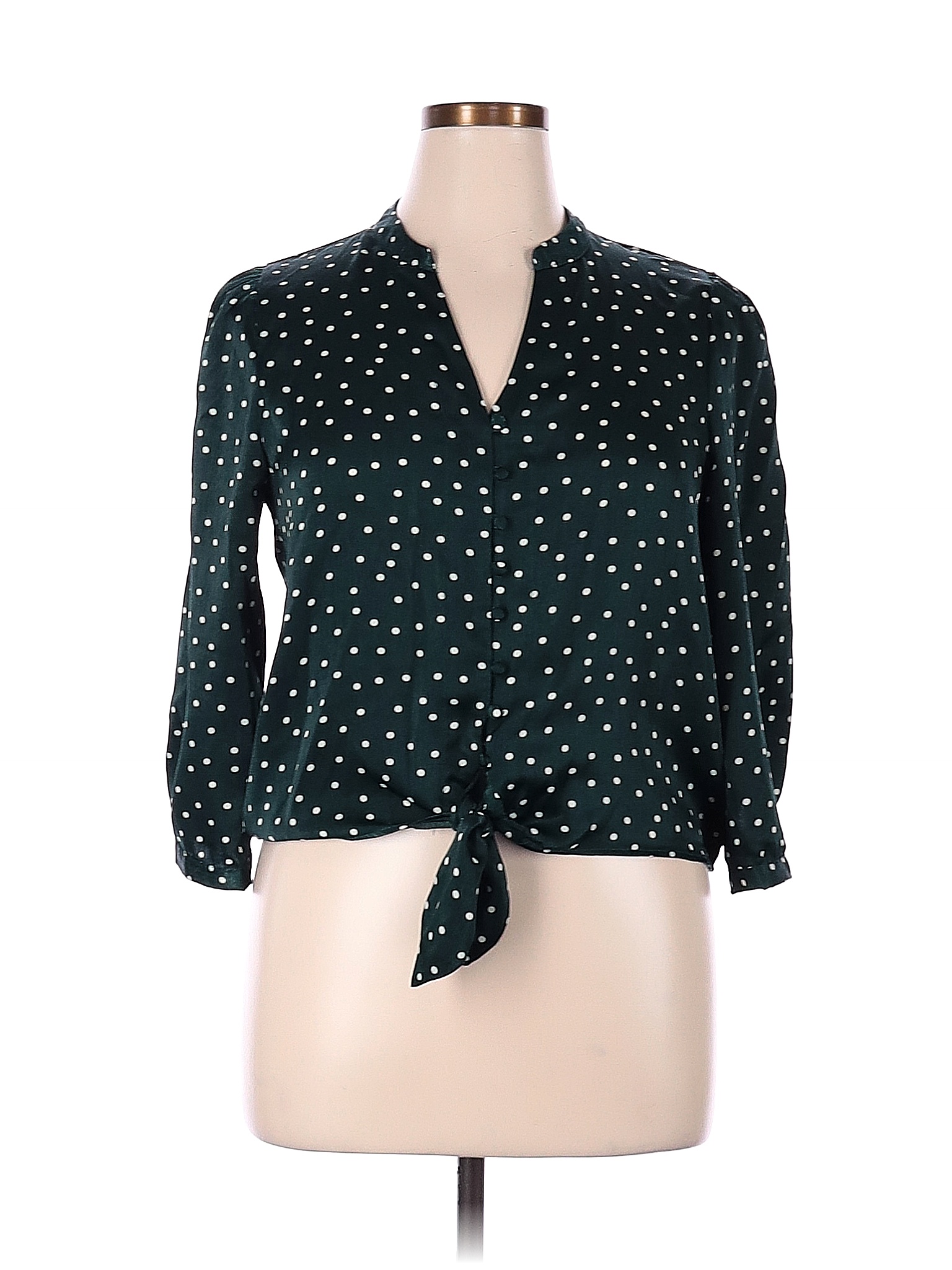 Elodie Polka Dots Teal Long Sleeve Blouse Size Xl 78 Off Thredup
