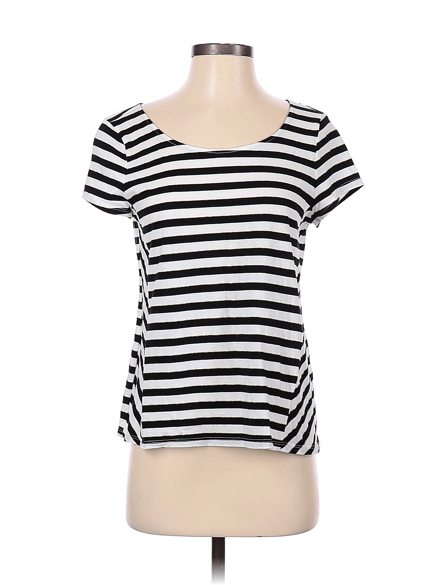 White House Black Market Stripes Color Block White Short Sleeve Top ...