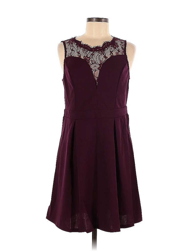 She + Sky Solid Colored Purple Cocktail Dress Size L - 71% off | thredUP