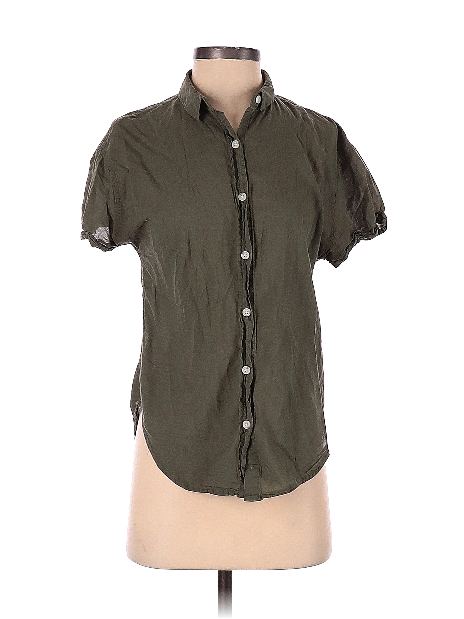 Universal Thread 100% Cotton Solid Green Short Sleeve Button-Down Shirt ...