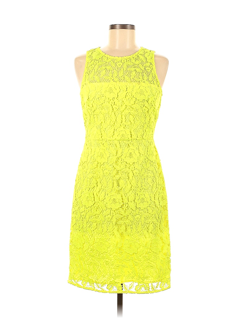 J Crew Collection 100 Polyester Solid Colored Yellow Cocktail Dress