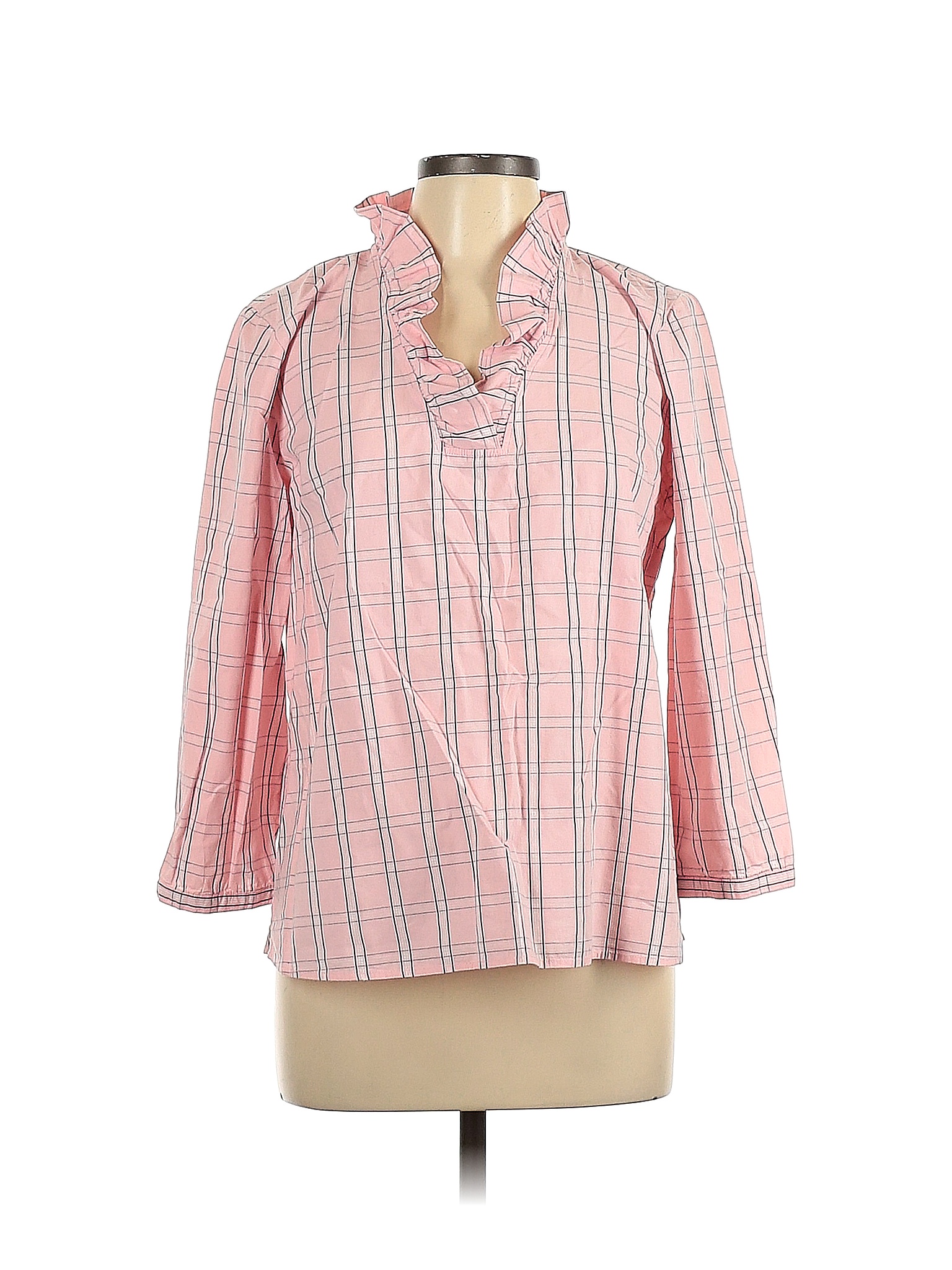Crown And Ivy 100 Cotton Colored Pink Long Sleeve Top Size L 71 Off