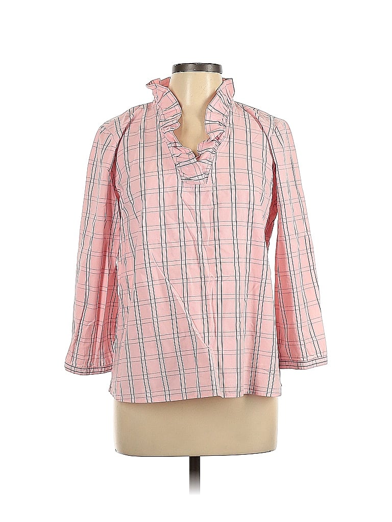 Crown And Ivy 100 Cotton Colored Pink Long Sleeve Top Size L 73 Off