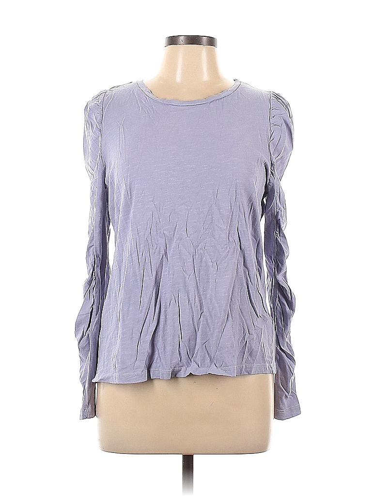 Universal Thread 100% Cotton Solid Purple Long Sleeve Top Size L - 47% ...