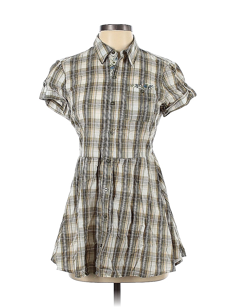 Mandee 100% Cotton Plaid Green Short Sleeve Blouse Size S - 63% off ...