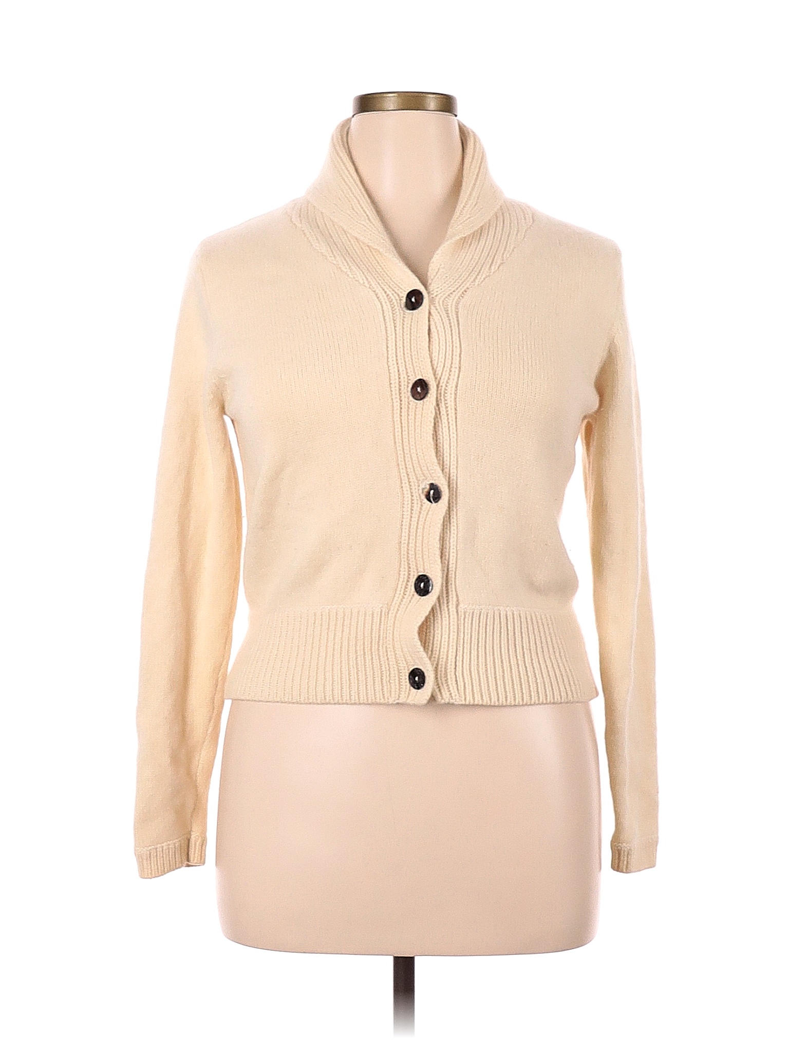 Sundance 100% Cashmere Color Block Solid Tan Ivory Cashmere Cardigan ...