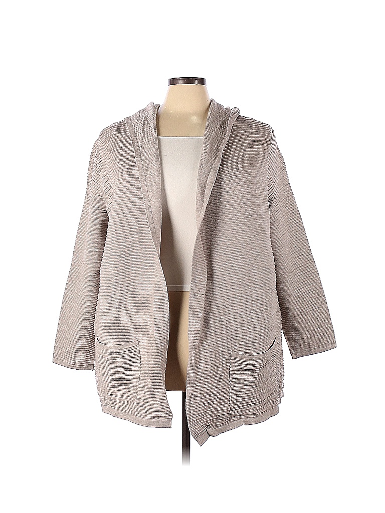 Evolution by Cyrus Color Block Tan Cardigan Size 3X (Plus) - 72% off ...