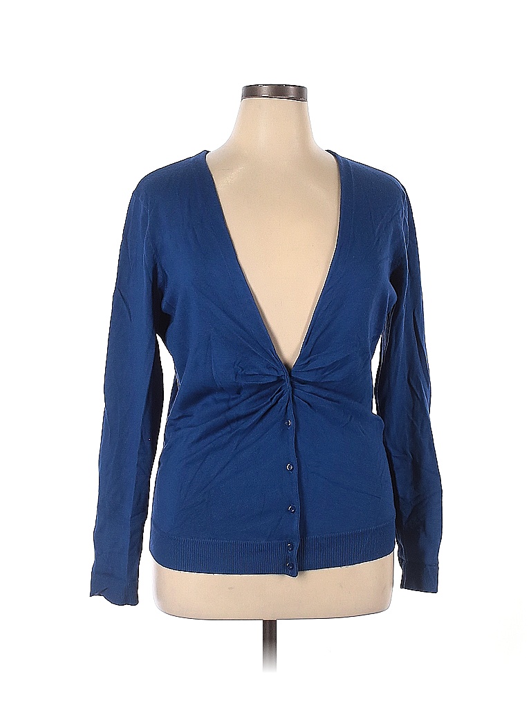 Apostrophe Solid Blue Cardigan Size XL - 56% off | thredUP