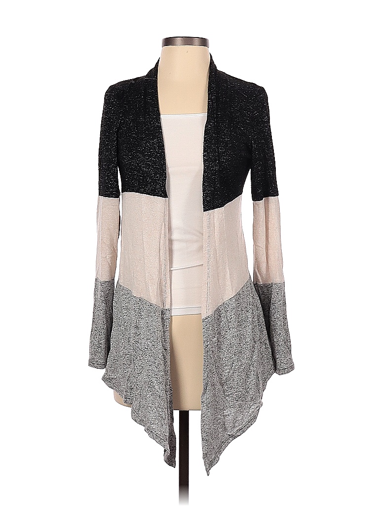 Market And Spruce Color Block Solid Multi Color Black Cardigan Size Xs