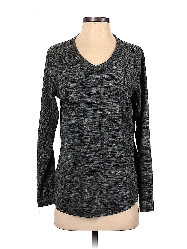 St. John's Bay 100% Polyester Color Block Marled Gray Pullover Sweater ...
