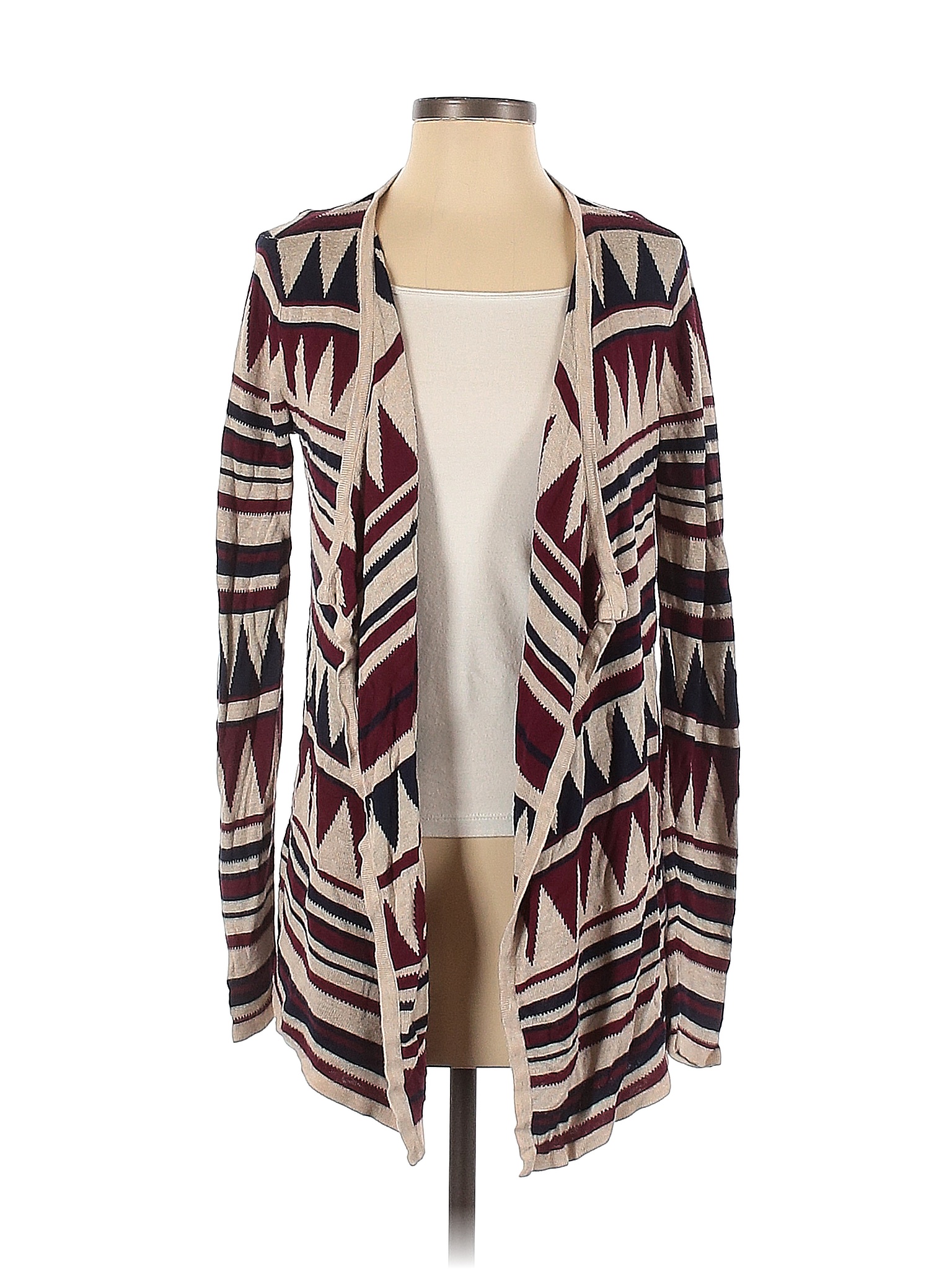 Faded Glory 100% Rayon Color Block Multi Color Red Cardigan Size S - 62 ...