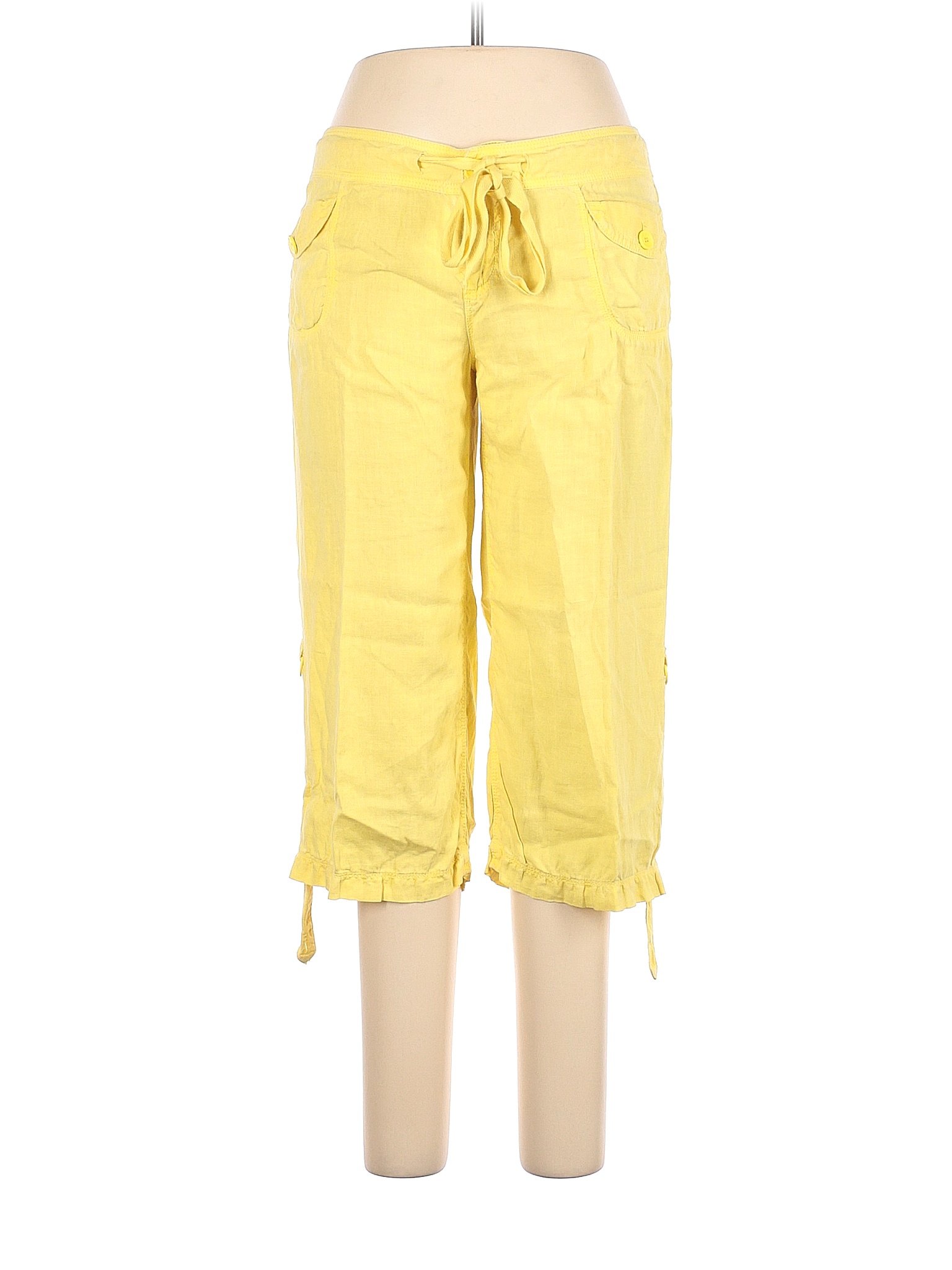 guess-jeans-100-linen-solid-colored-yellow-linen-pants-30-waist-82