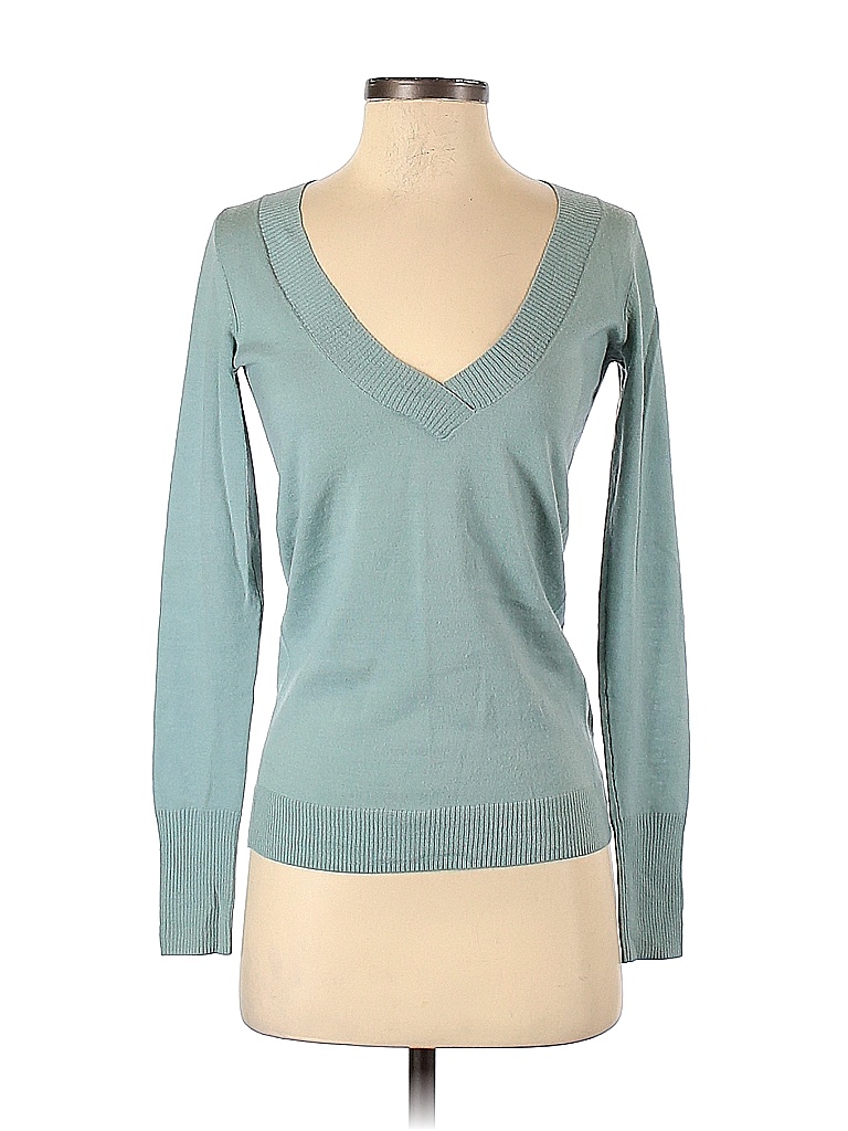 Club Monaco 100% Wool Color Block Solid Blue Wool Pullover Sweater Size ...
