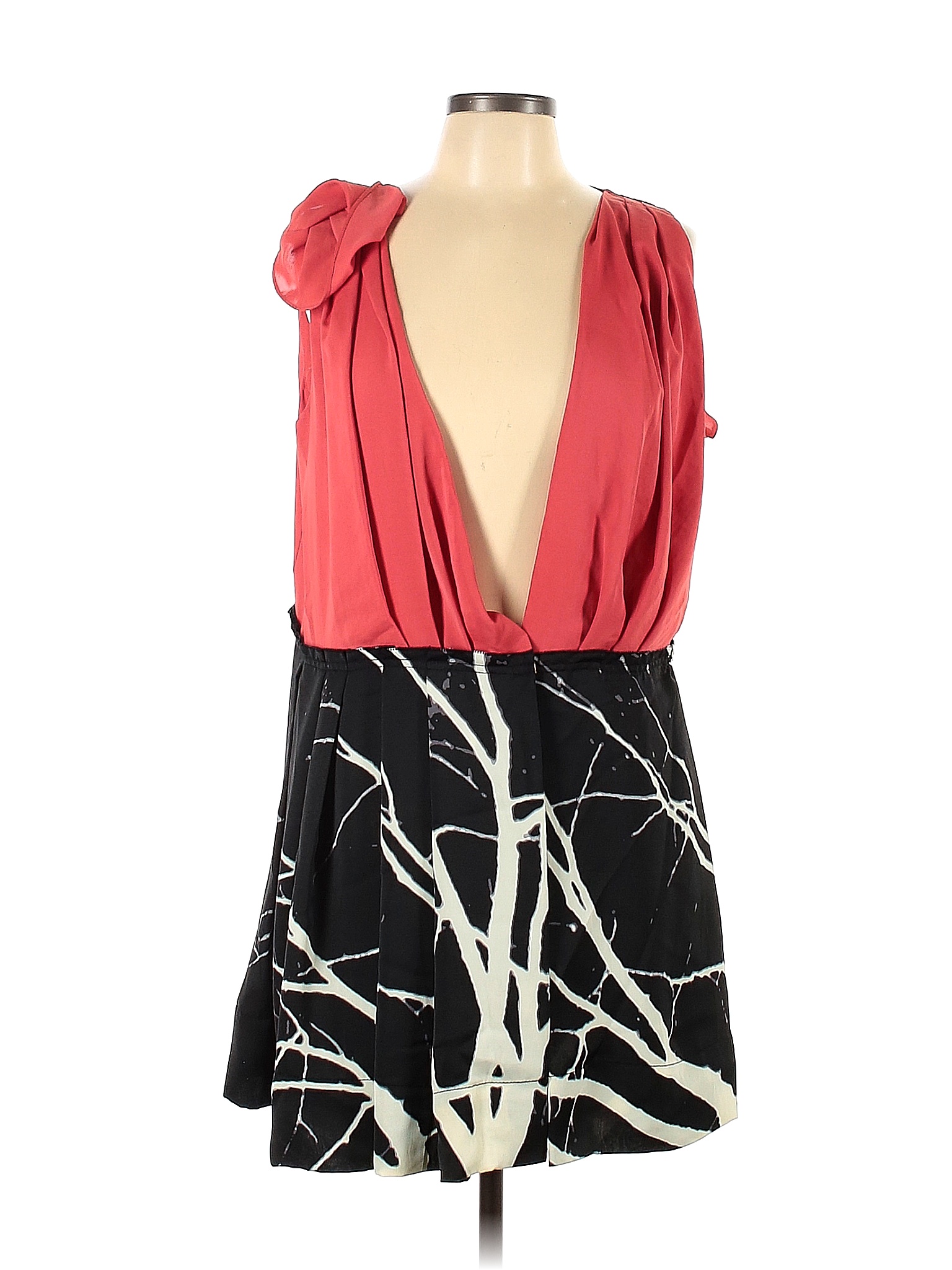 Rachel Rachel Roy 100 Polyester Solid Red Casual Dress Size 12 81