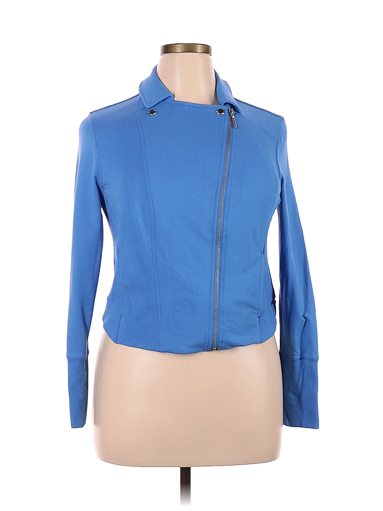 H By Halston Solid Blue Jacket Size 14 - 81% off | thredUP