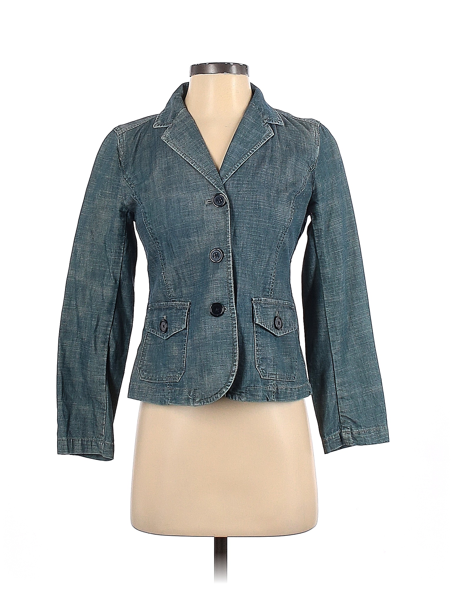 Talbots 100% Cotton Solid Blue Denim Jacket Size 2 - 84% off | thredUP