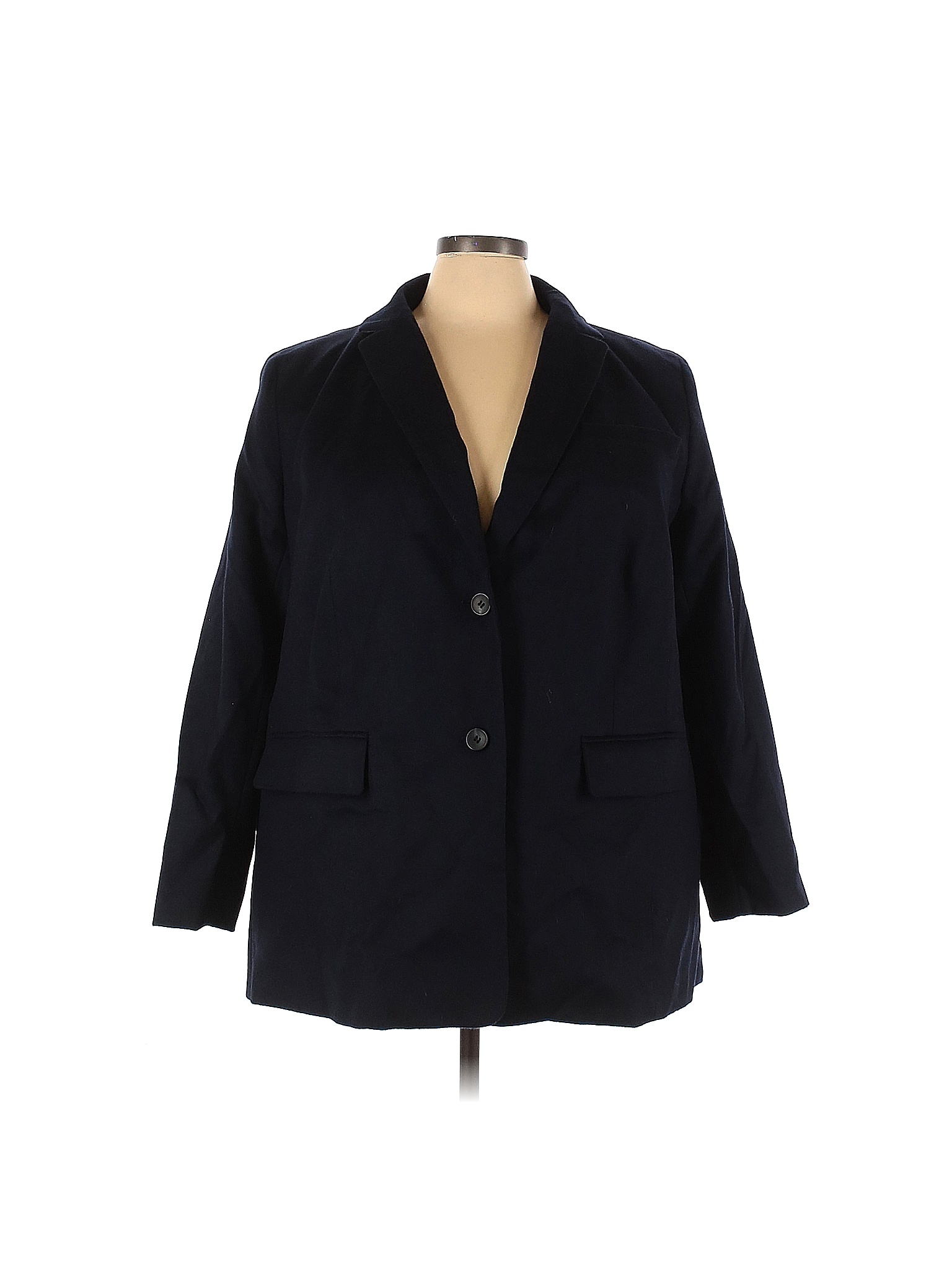 Talbots Solid Black Blue Wool Coat Size 22 (Plus) - 68% off | thredUP